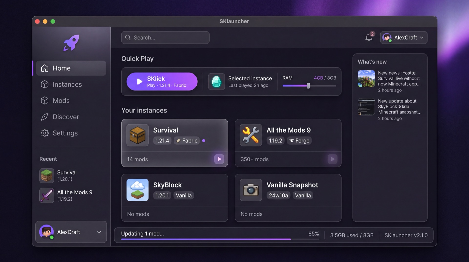 SKlauncher. Jeden launcher Minecraft, dwa sposoby gry